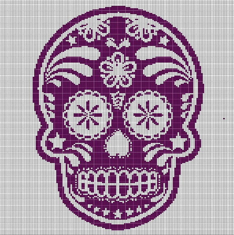 VIOLET SUGARSKULL CROCHET AFGHAN PATTERN GRAPH