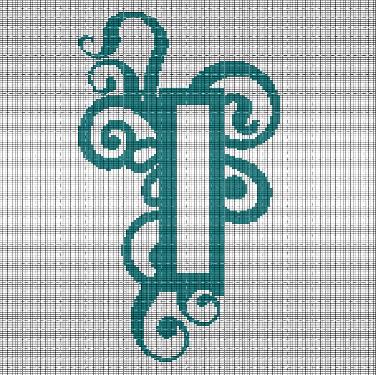MONOGRAM "I" CROCHET AFGHAN PATTERN GRAPH