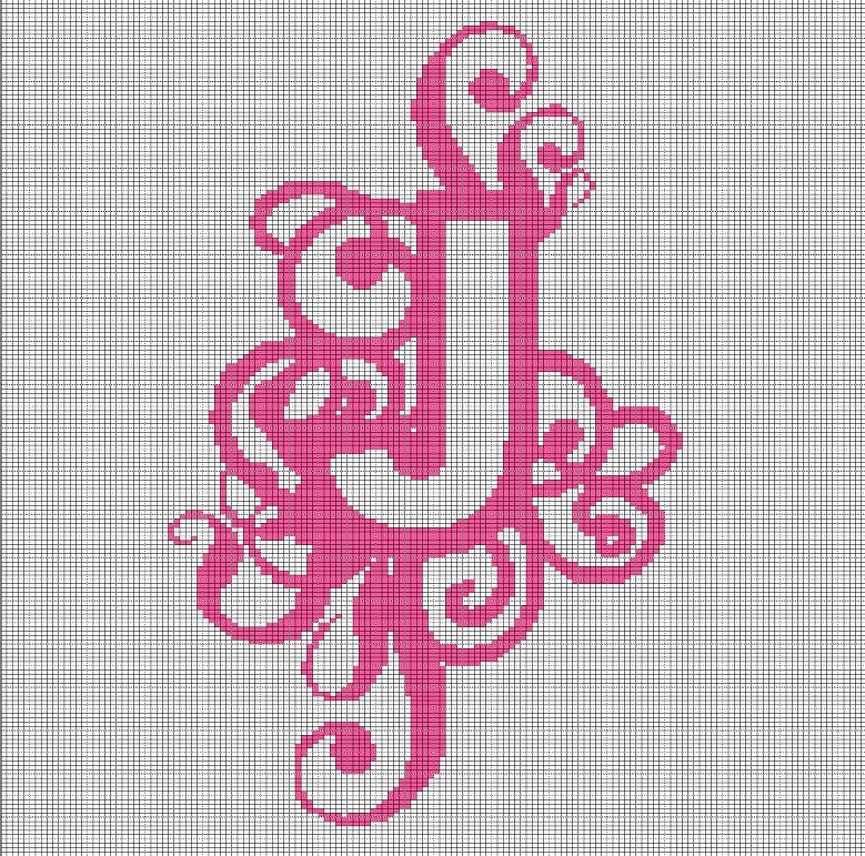 MONOGRAM "J" CROCHET AFGHAN PATTERN GRAPH