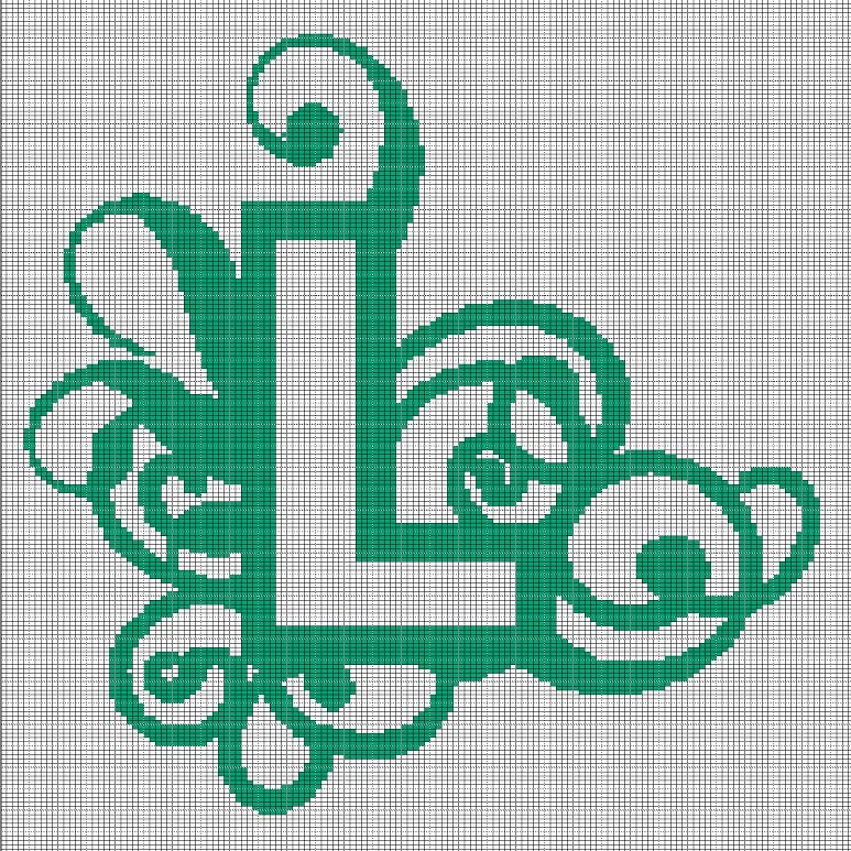 MONOGRAM "L" CROCHET AFGHAN PATTERN GRAPH