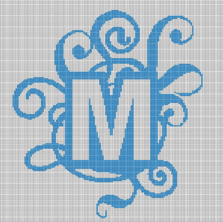 MONOGRAM "M" CROCHET AFGHAN PATTERN GRAPH