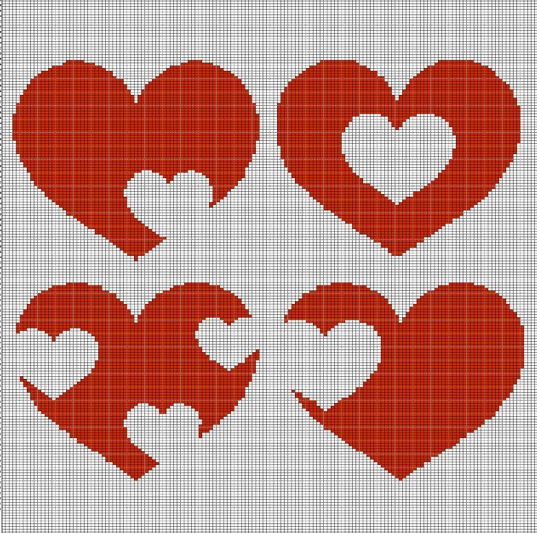 HEARTS 3 CROCHET AFGHAN PATTERN GRAPH