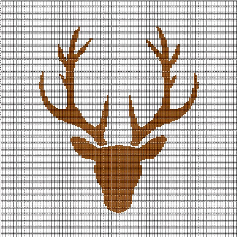 DEER HEAD 2 CROCHET AFGHAN PATTERN GRAPH