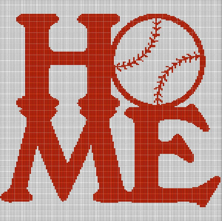 BASEBALL HOME CROCHET AFGHAN PATTERN GRAPH2