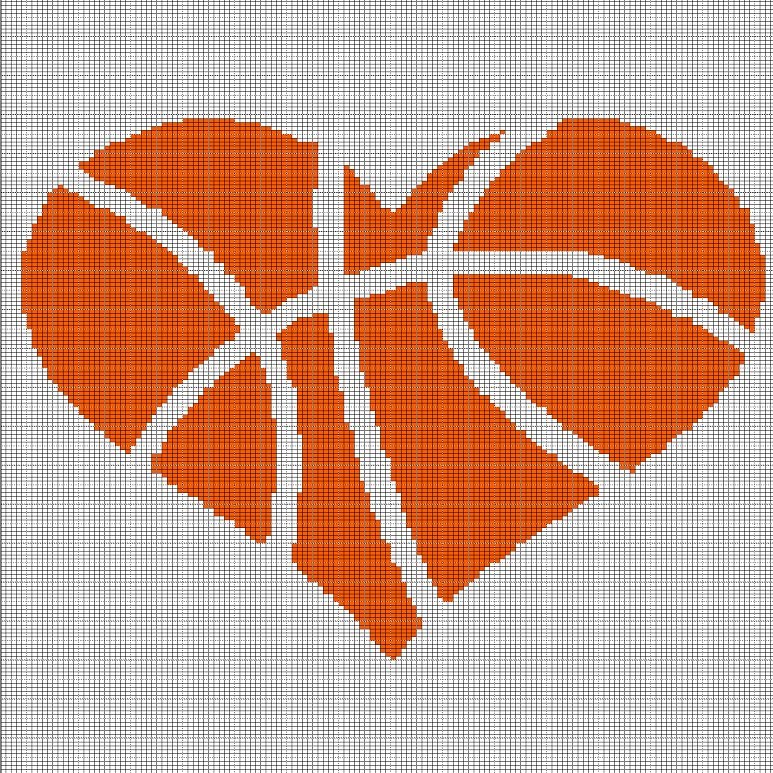 BASKETBALL HEART CROCHET AFGHAN PATTERN GRAPH