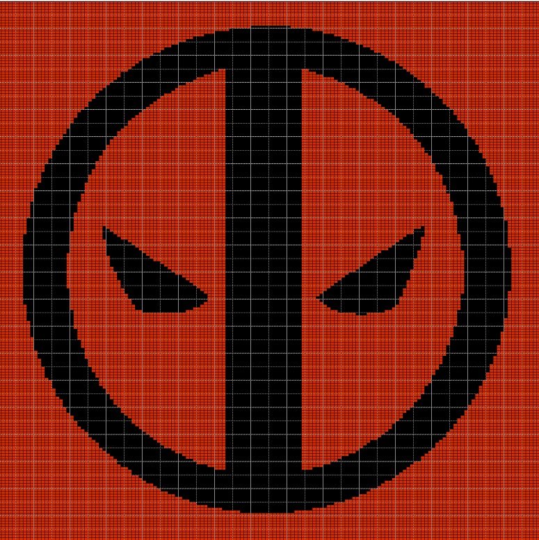 DEADPOOL SYMBOL CROCHET AFGHAN PATTERN GRAPH