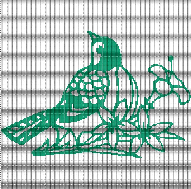 GREEN BIRD CROCHET AFGHAN PATTERN GRAPH