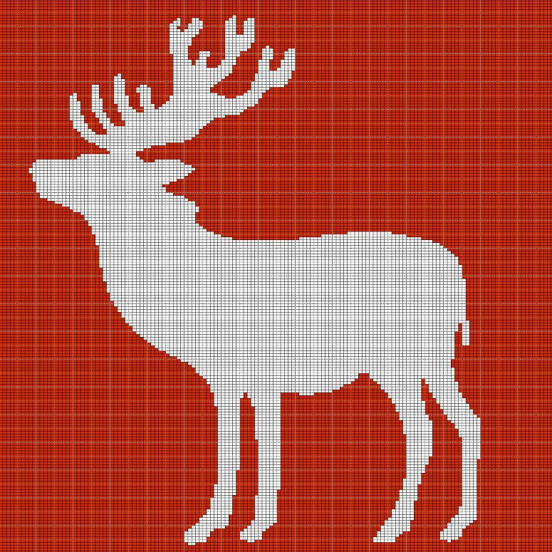 REINDEER IN RED CROCHET AFGHAN PATTERN GRAPH