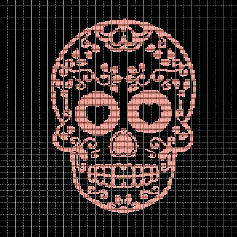 SUGAR SKULL 3 CROCHET AFGHAN PATTERN GRAPH