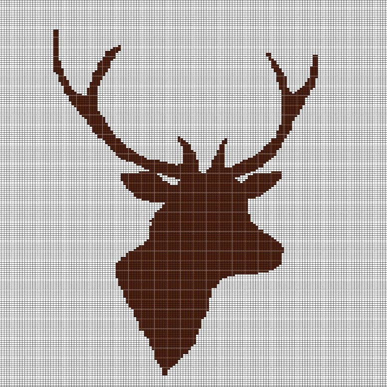 DEER HEAD 10 CROCHET AFGHAN PATTERN GRAPH