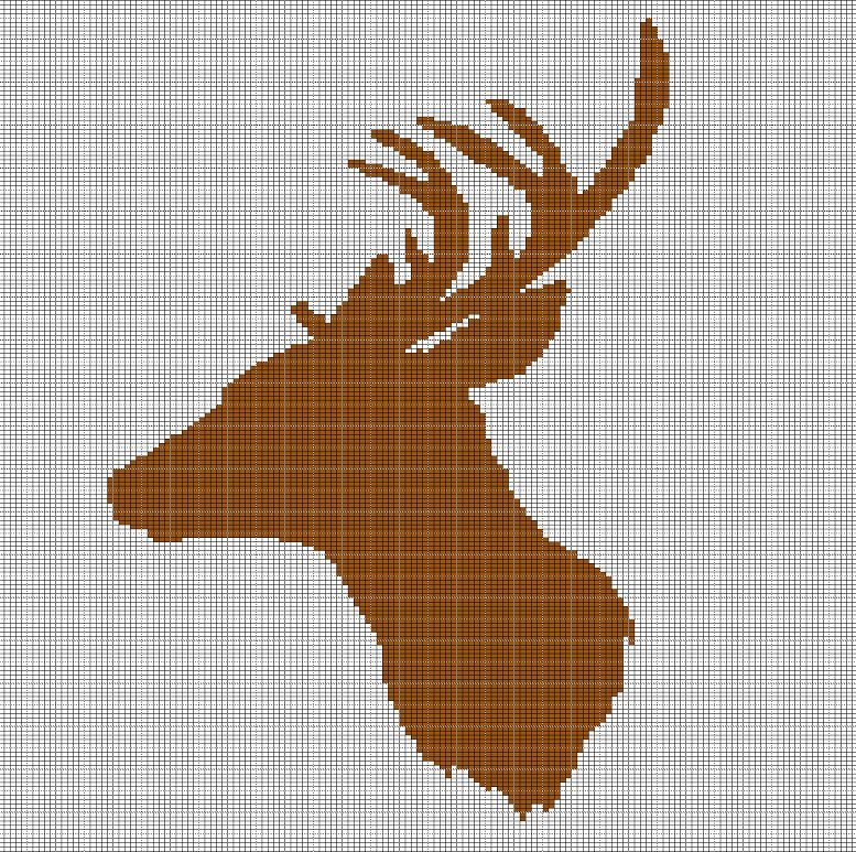 DEER HEAD 11 CROCHET AFGHAN PATTERN GRAPH