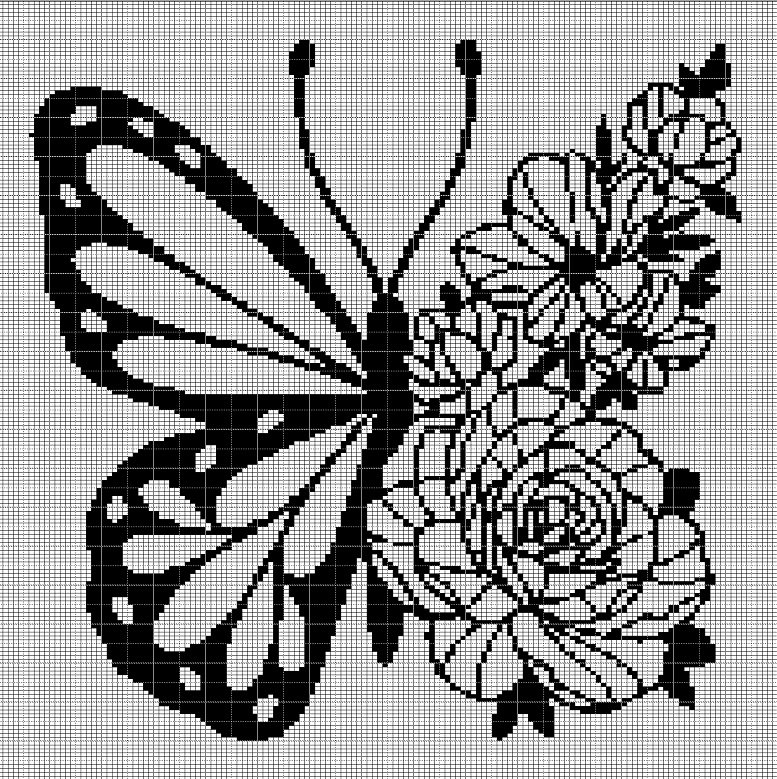 FLOWER BUTTERFLY CROCHET AFGHAN PATTERN GRAPH