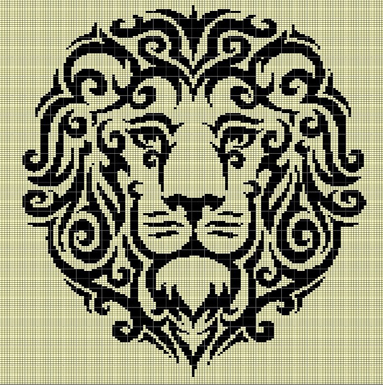 LION HEAD 14 CROCHET AFGHAN PATTERN GRAPH