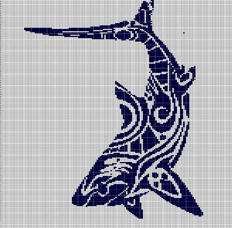 TRIBAL SHARK 3 CROCHET AFGHAN PATTERN GRAPH