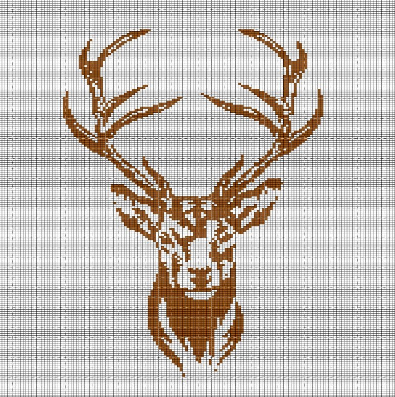 DEER HEAD 16 CROCHET AFGHAN PATTERN GRAPH