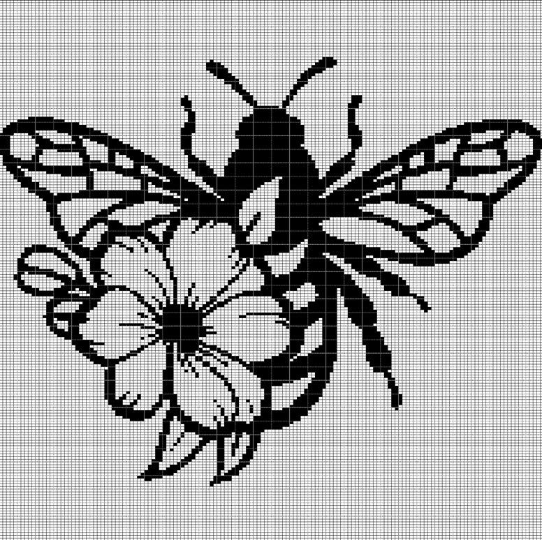 BEE WITH FLOWER 2 CROCHET AFGHAN PATTERN GRAPH