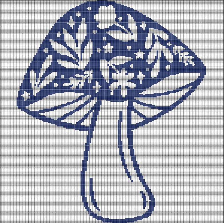 BLUE MUSHROOM CROCHET AFGHAN PATTERN GRAPH