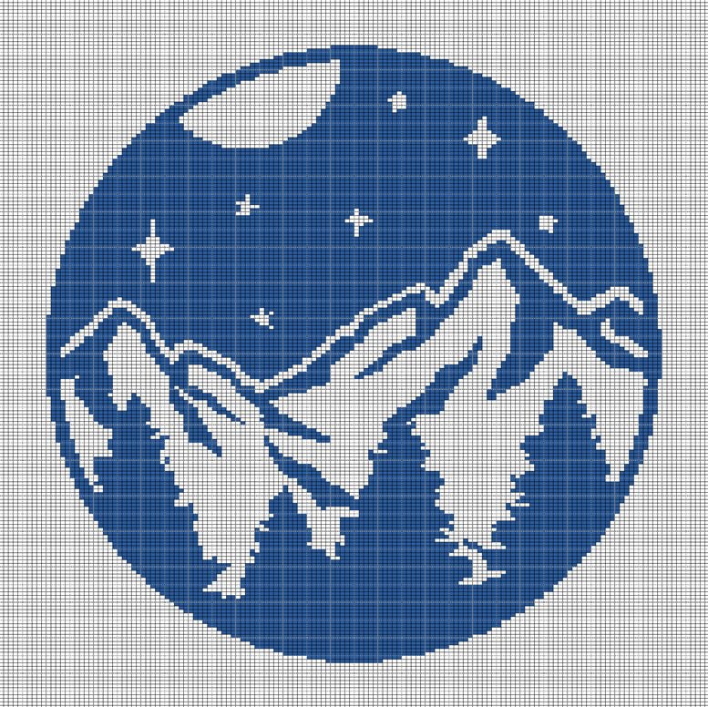 LANDSCAPE IN NIGHT CROCHET AFGHAN PATTERN GRAPH