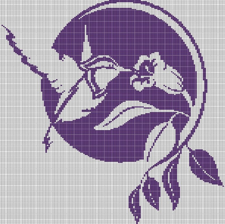 HUMMINGBIRD WITH FLOWER 2 CROCHET AFGHAN PATTERN GRAPH