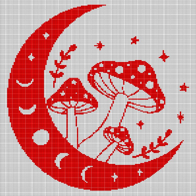 MOON MUSHROOM CROCHET AFGHAN PATTERN GRAPH