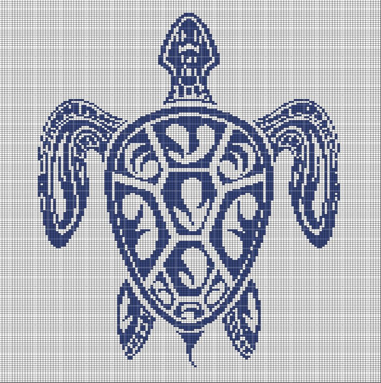 BLUE TURTLE 2 CROCHET AFGHAN PATTERN GRAPH