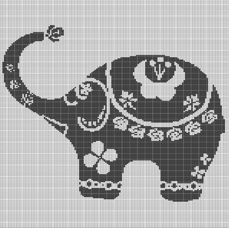 INDIAN ELEPHANT 2 CROCHET AFGHAN PATTERN GRAPH