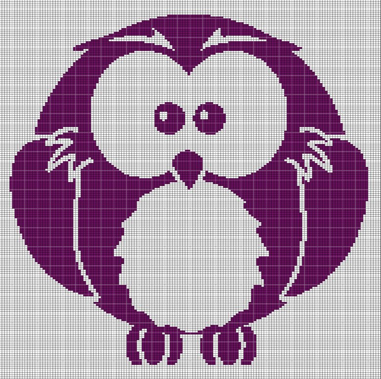 PURPLE OWL 4 CROCHET AFGHAN PATTERN GRAPH