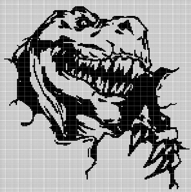 T-REX HEAD 2 CROCHET AFGHAN PATTERN GRAPH
