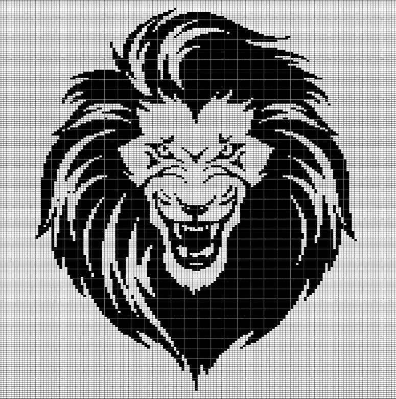 LION HEAD 17 CROCHET AFGHAN PATTERN GRAPH
