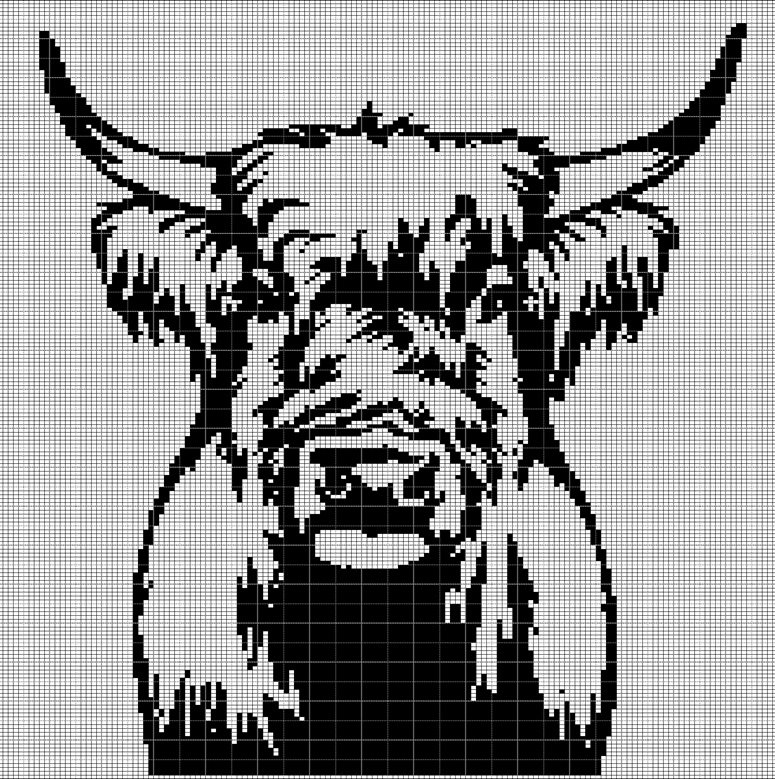HIGHLAND COW 2 CROCHET AFGHAN PATTERN GRAPH