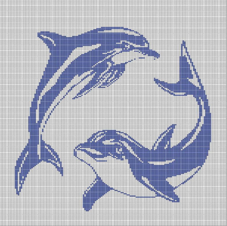 DOLPHINS 3 CROCHET AFGHAN PATTERN GRAPH