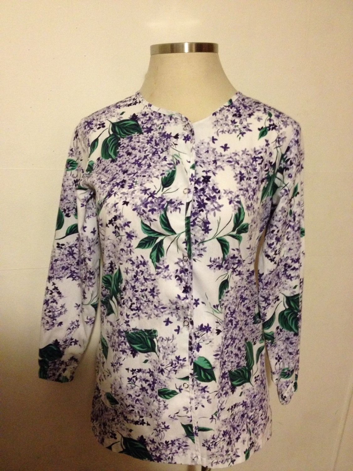 PREMIER UNIFORMS Women's Lab Coat Jacket Scrubs Purple Floral Long ...
