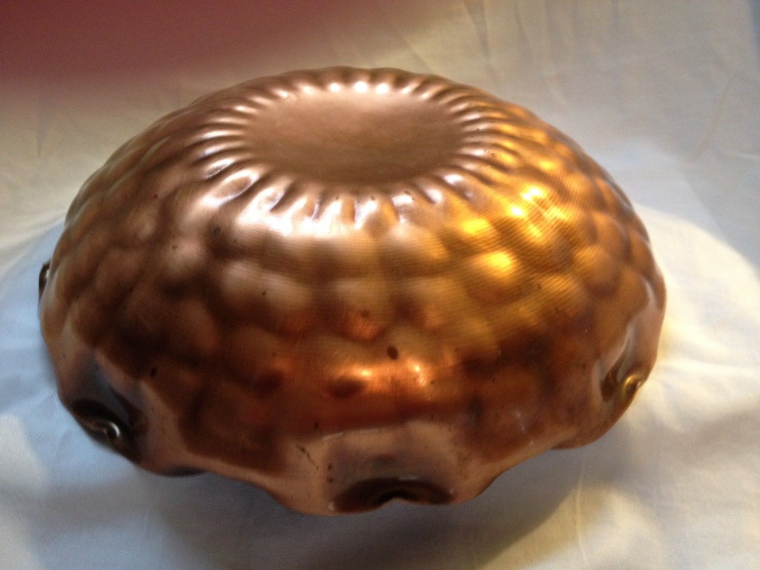 Vintage 9" GREGORIAN COPPER Bowl 16 Hammered Unique Scalloped Edges ...