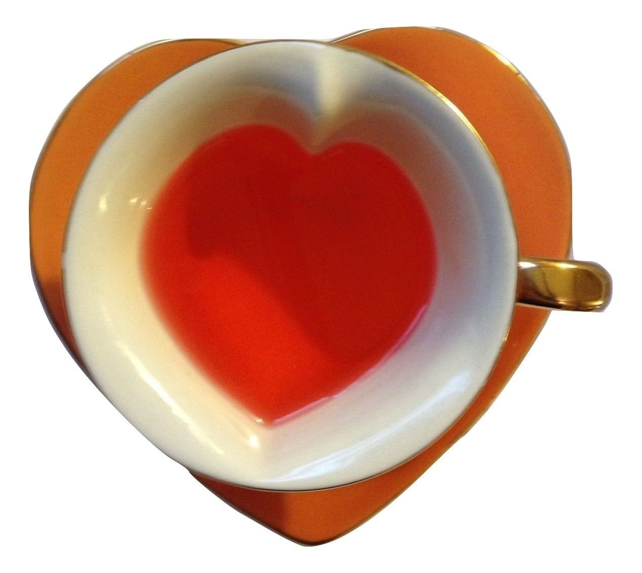 CLASSIC COFFEE & TEA Inside Out Heart Cup & Saucer Set Tangerine Orange ...