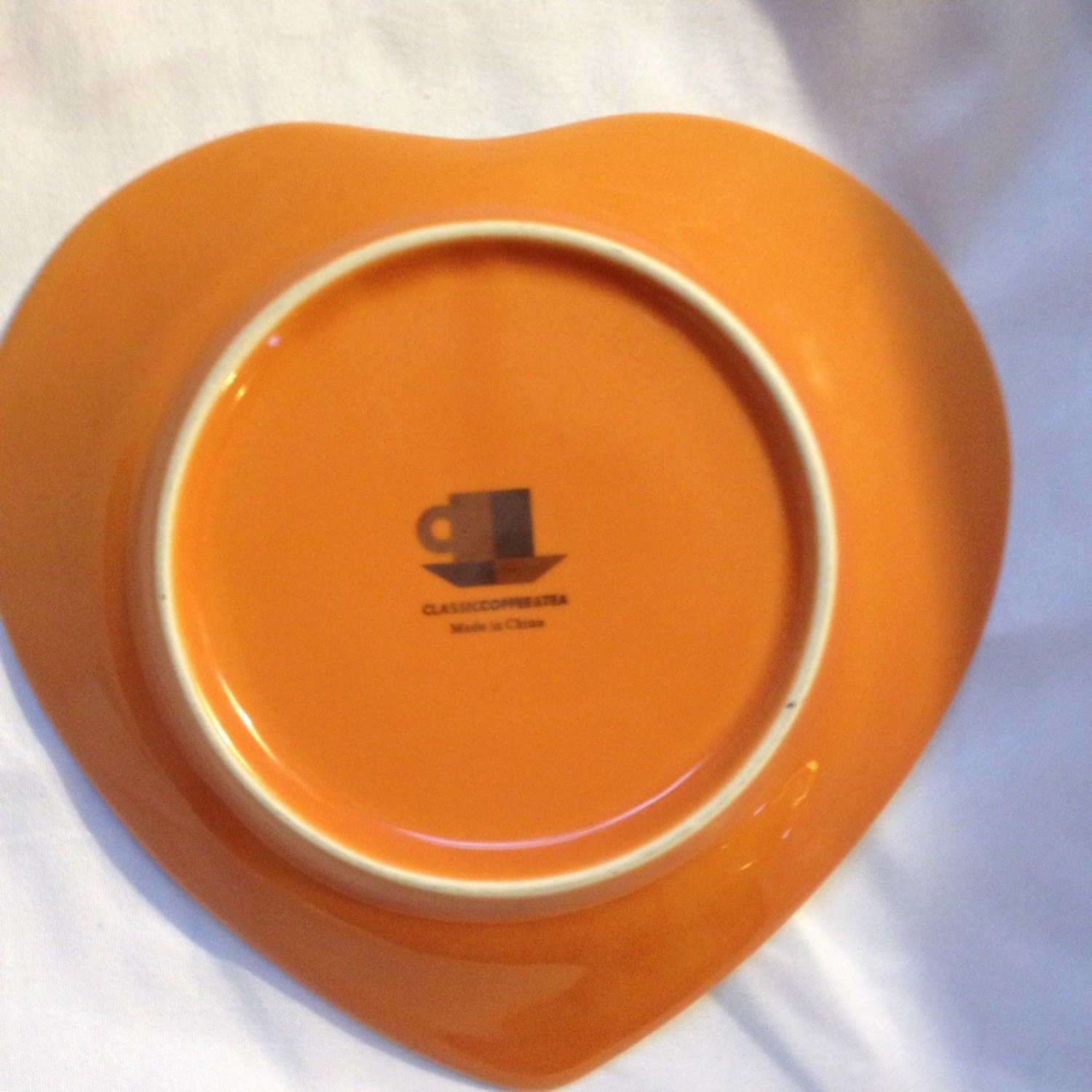 CLASSIC COFFEE & TEA Inside Out Heart Cup & Saucer Set Tangerine Orange ...