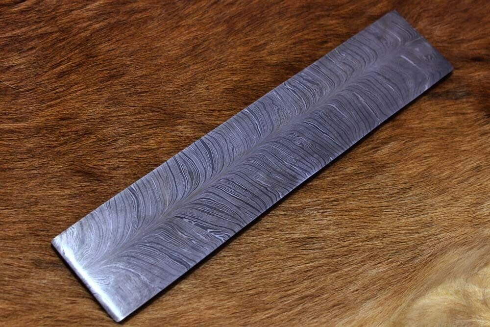 10" long custom made Feather pattern hand forged Damascus steel bar, 10 ...
