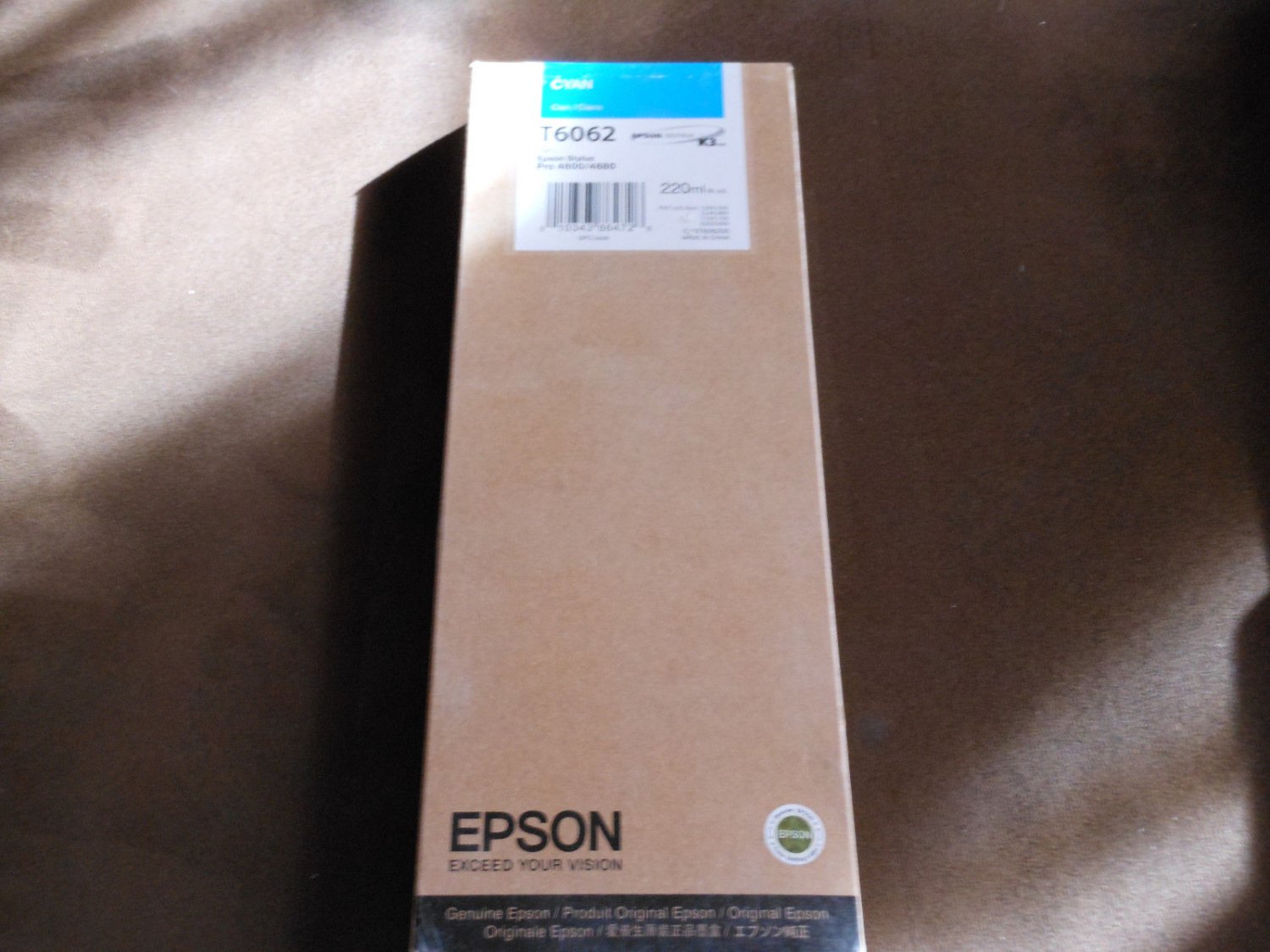 06-2013 GENUINE EPSON T6062 CYAN 220ml K3 INK STYLUS PRO 4800 4880
