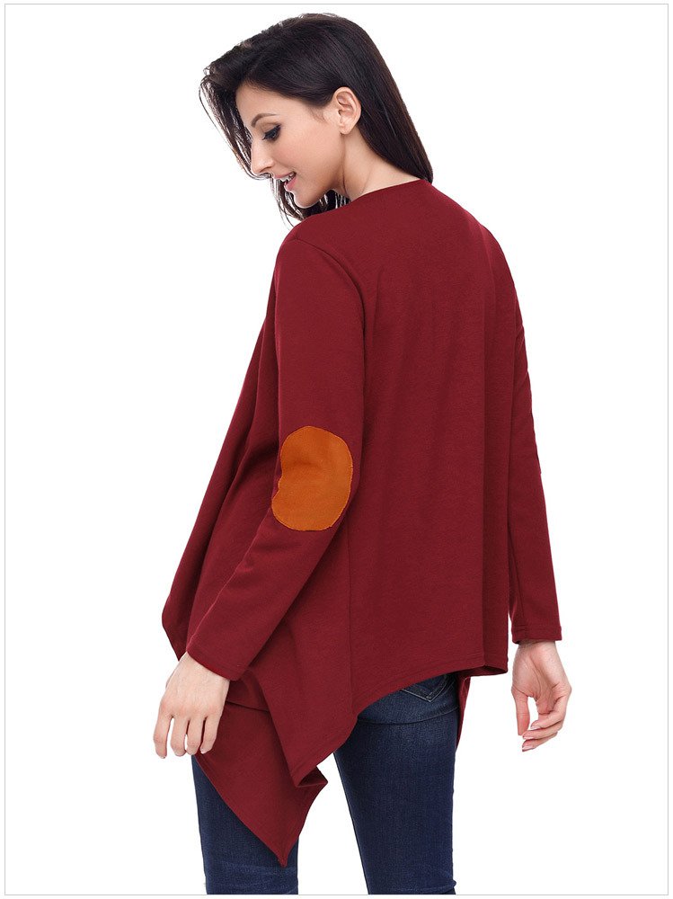 Size M Red Fashion Cardigan Cardigan long sleeve irregular shawl plus ...