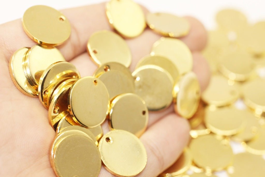 1.4x22mm Gold Plated Disc, Gold Plated Disc, Round Stamping Discs