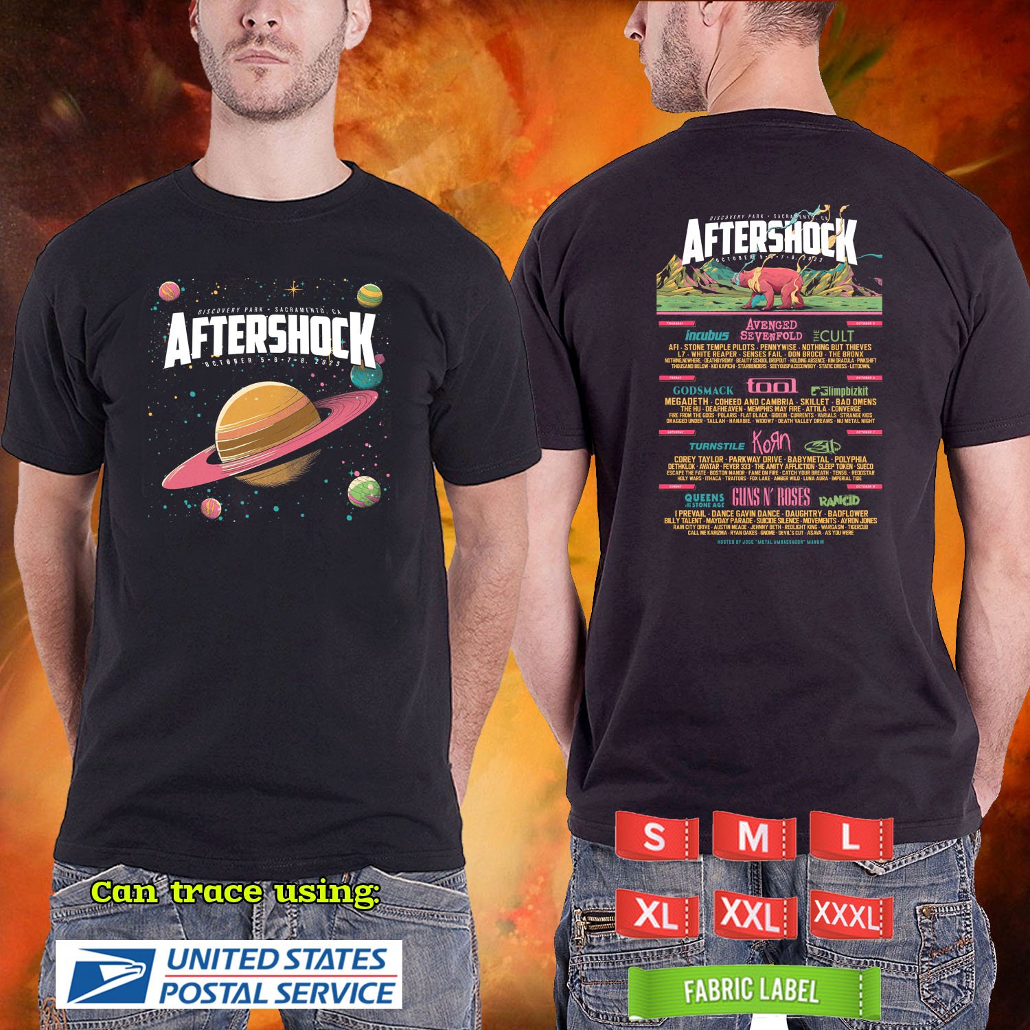 2023 LIVE AFTERSHOCK MUSIC FESTIVAL NEW LINEUP BLACK TSHIRT W LINEUP ...