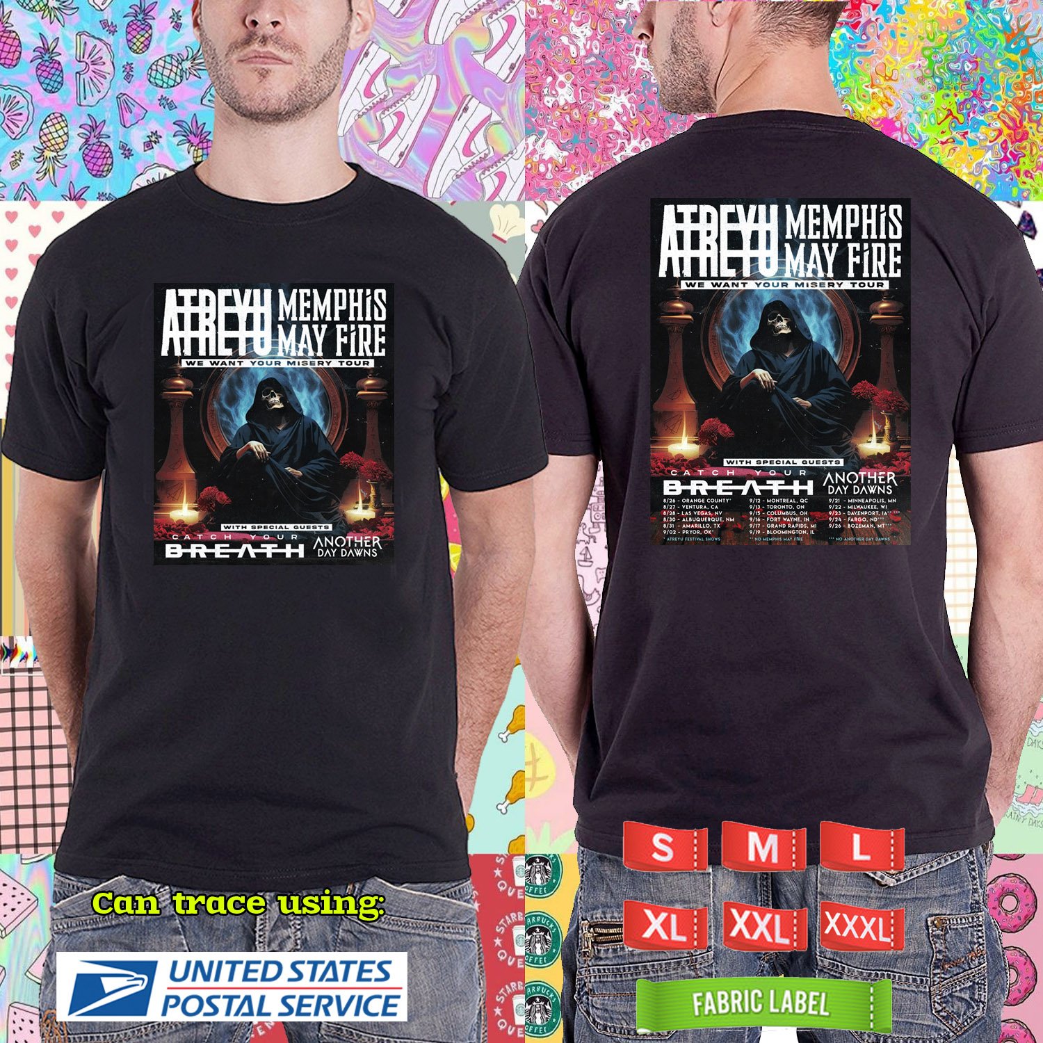 2023 LIVE ATREYU W MEMPHIS MAY FIRE WE WANT YOUR MISERY TOUR BLACK ...