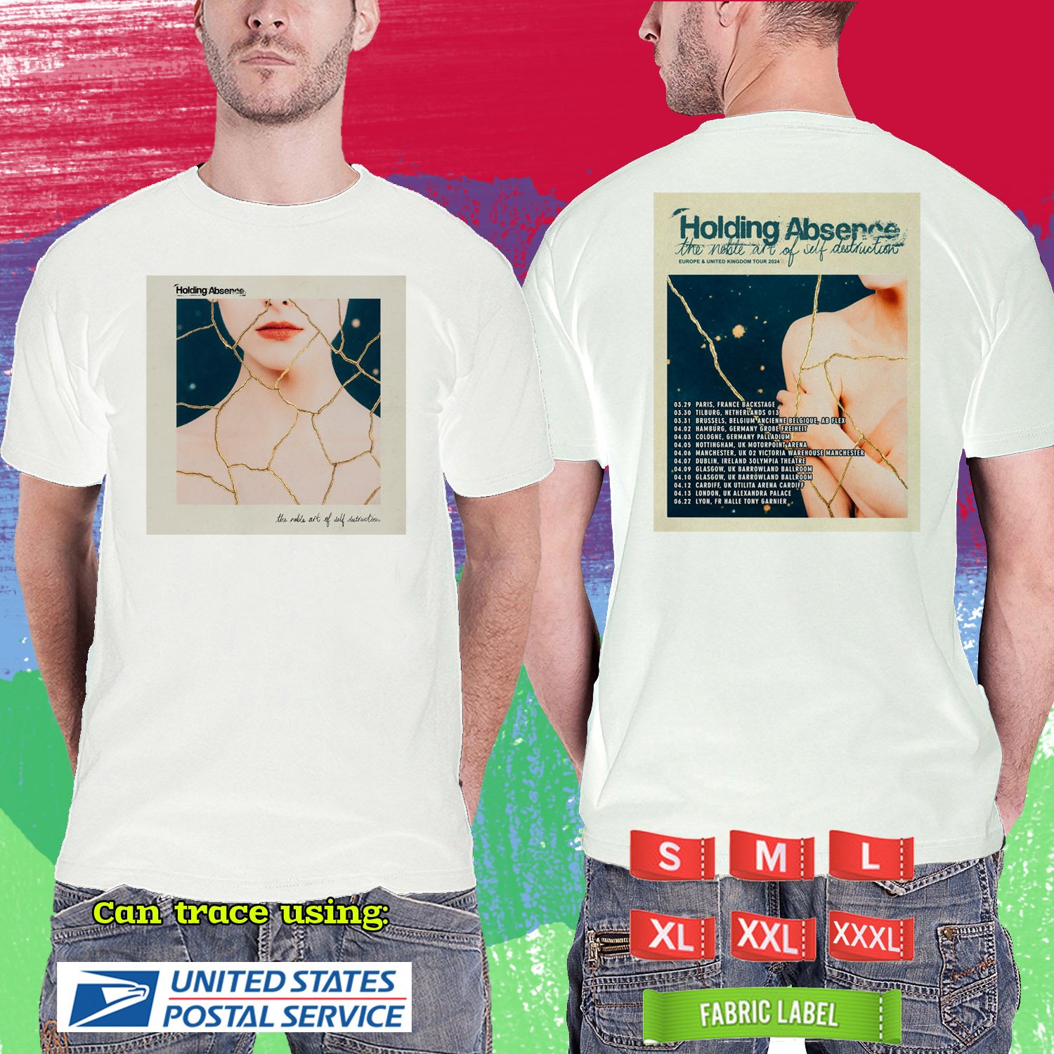 2024 LIVE HOLDING ABSENCE THE NOBLE ART SELF DESTRUCTION EU TOUR WHITE ...