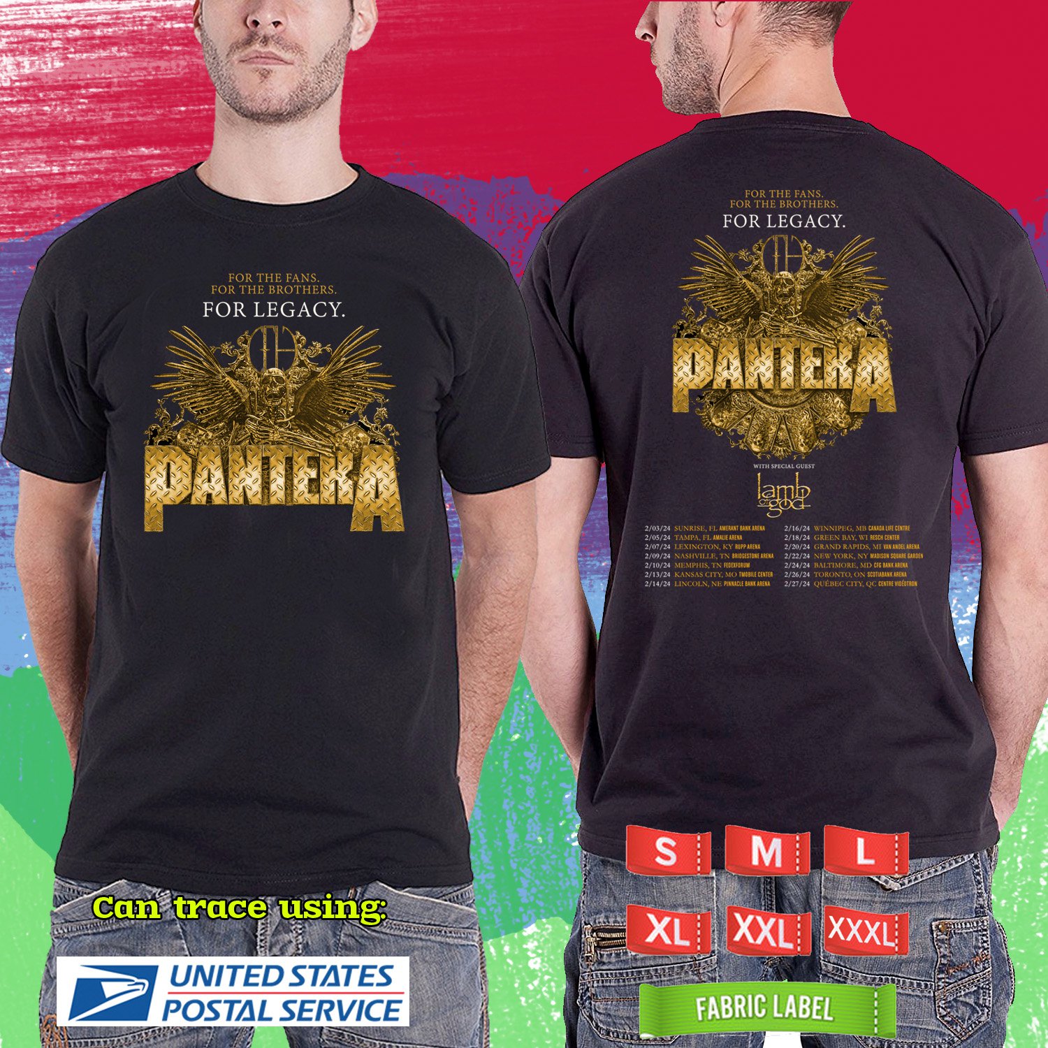 PANTERA FOR LEGACY TOUR 2024.PANTERA TOUR.PANTERA TEE SHIRT.BLACK ...