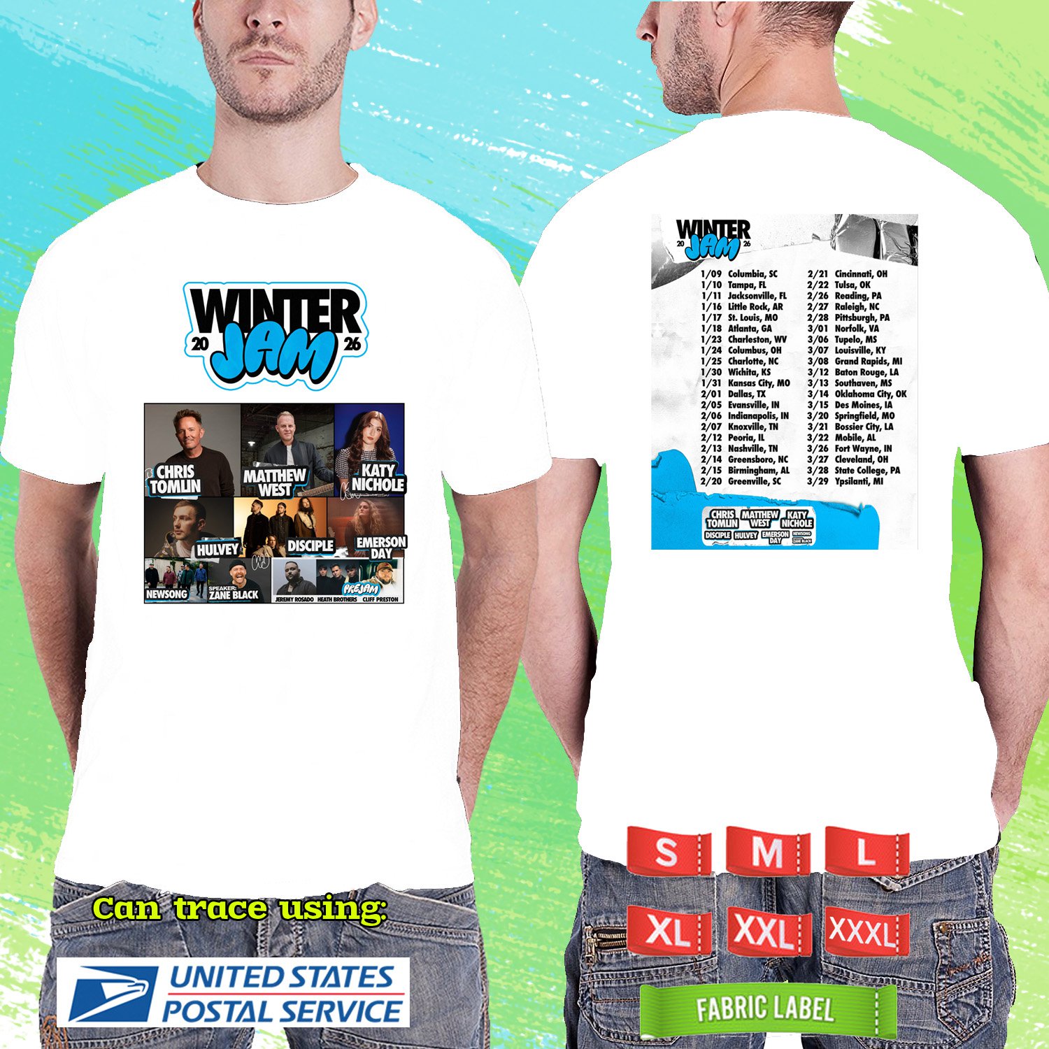 WINTER JAM TOUR 2026. WINTER JAM TOUR. WHITE TSHIRT UNISEX RDF01