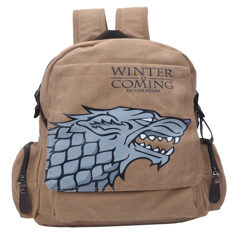 Game of Thrones House Stark Canvas Student School Bag Zipper Laptop ...