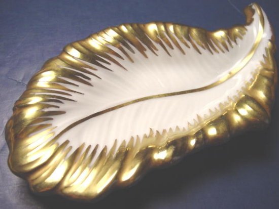 Limoges France leaf shaped china vintage porcelain dish pin tray F. & F ...