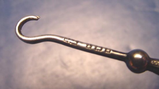 Sterling silver antique Victorian button hook mother of pearl handle ...