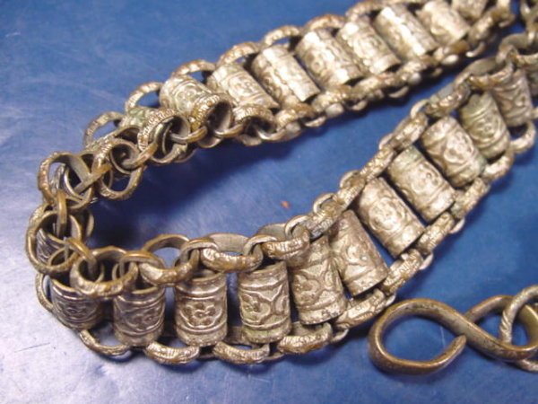Ornate sword hanger chain silverplate brass metal vintage ISET maybe ...