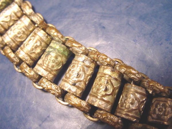 Ornate sword hanger chain silverplate brass metal vintage ISET maybe ...