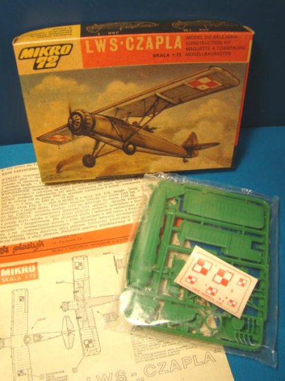 Vintage MIKRO 72 LWS-CZAPLA WWII communication observation aircraft model airplane kit Poland